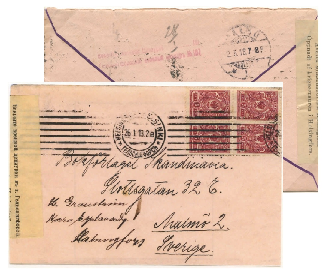 Russian Postal Censorship in Finland – 15 Aug. 1914 to 28 Jan. 1918